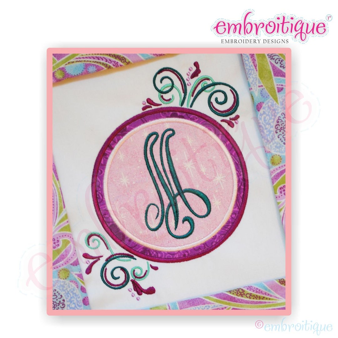 Swirly Curly Circle Applique Font Frame- Instant Email Delivery ...