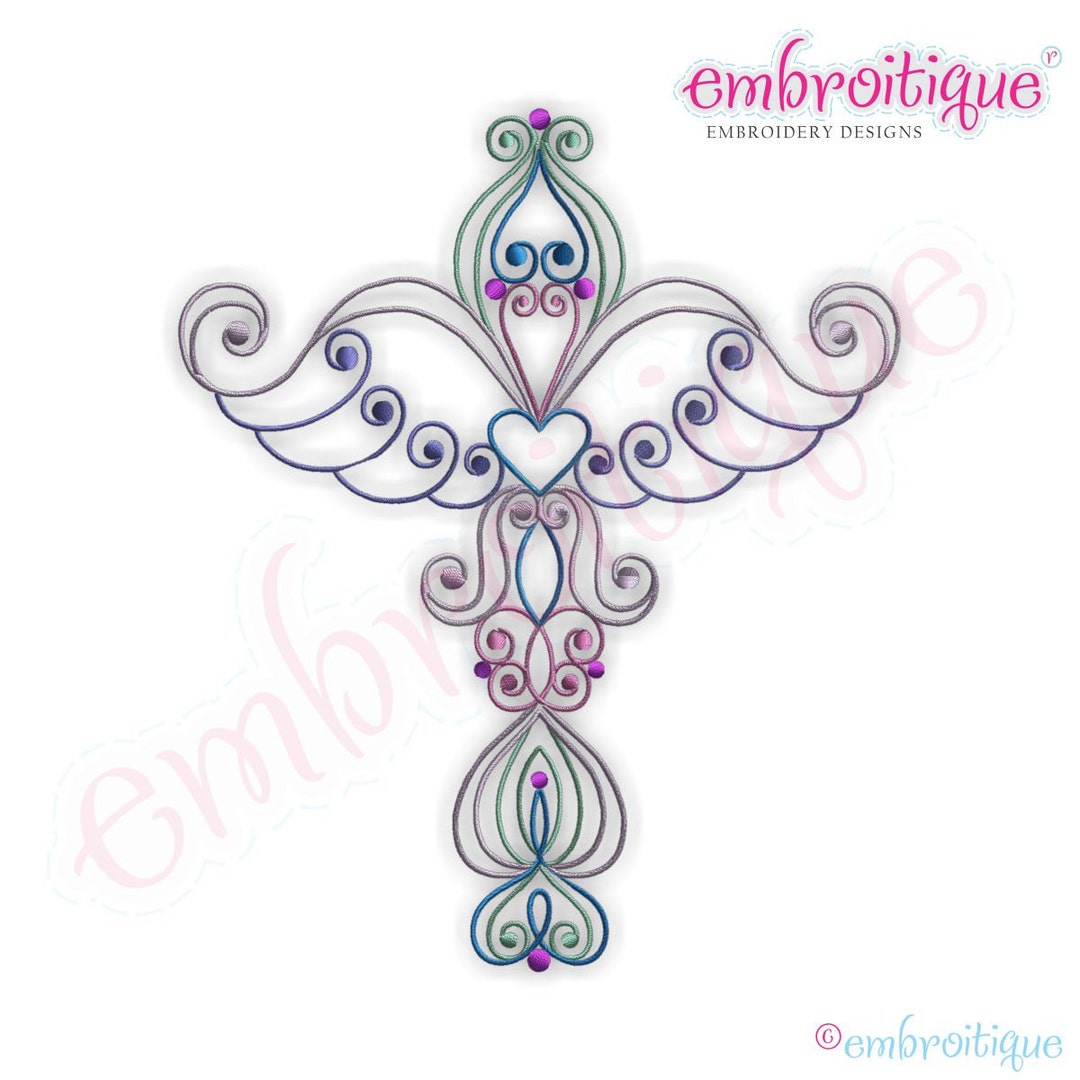 Curly Cross 3 - Instant Email Delivery Download Machine Embroidery ...