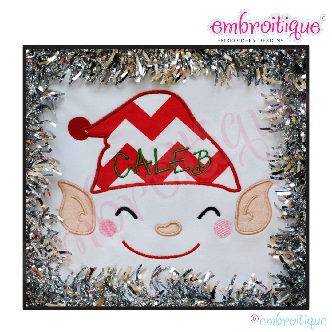 Elf Face 2 Applique - Large- Instant Download Machine Embroidery Design ...