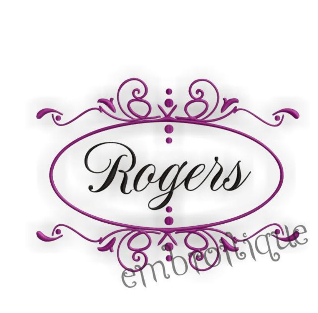 Rogers Font Frame- Instant Email Delivery Download Machine Embroidery ...