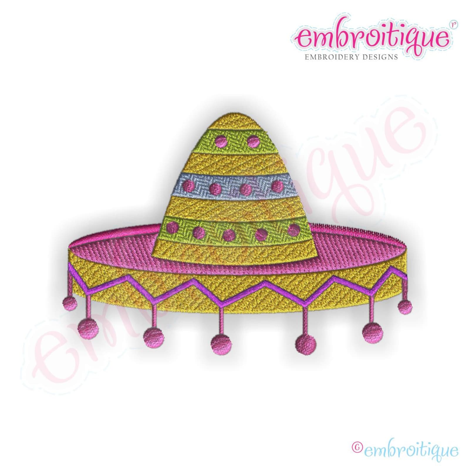 Sombrero Filled - Instant Download Machine Embroidery Design - Cinco De ...