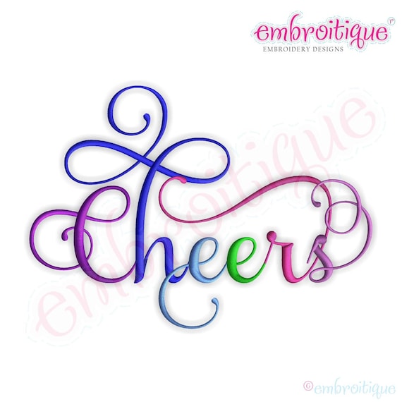 Cheers Script 4-instant Download digital Machine Embroidery | Etsy