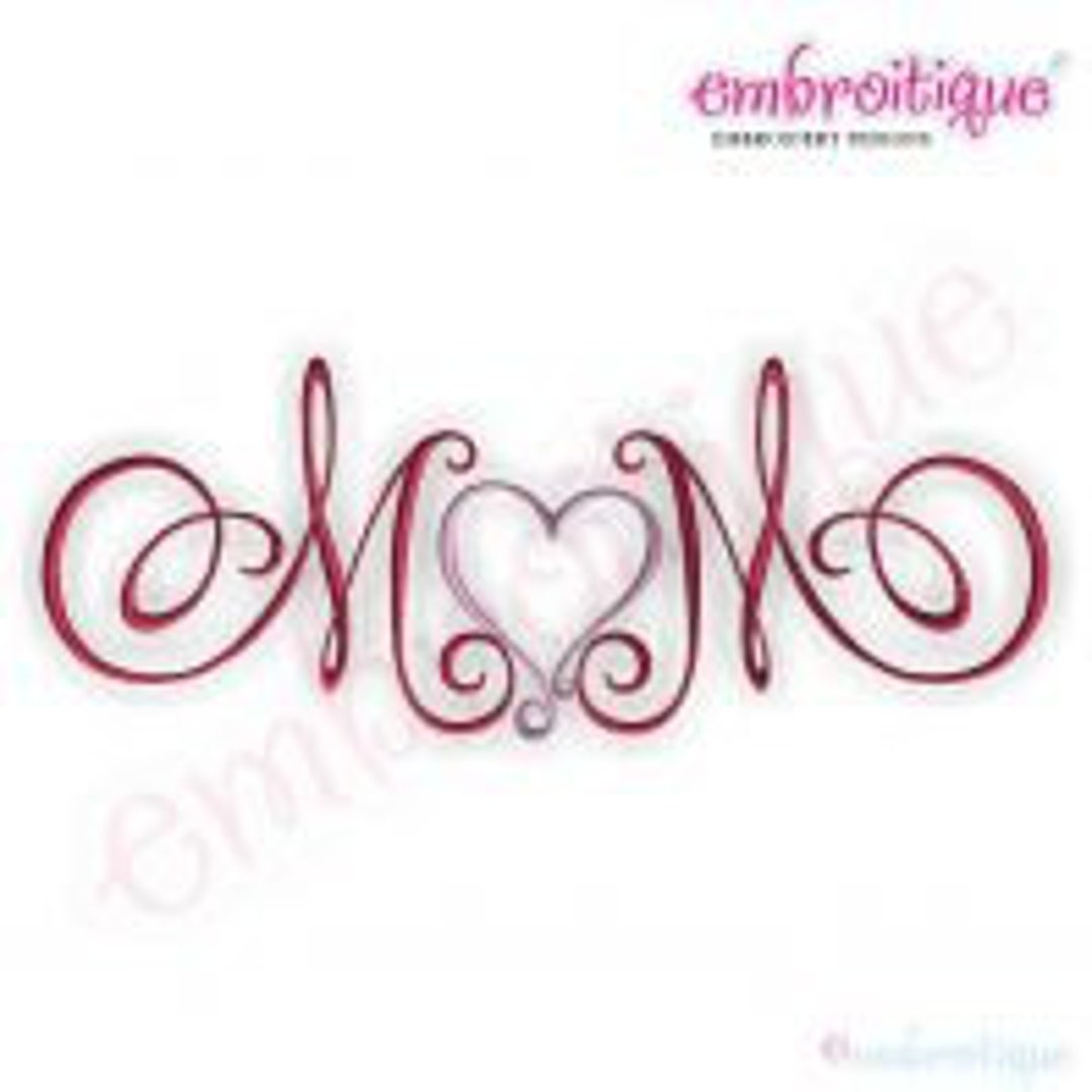 Mom With Heart Calligraphy Script - Large- Instant Download Machine ...