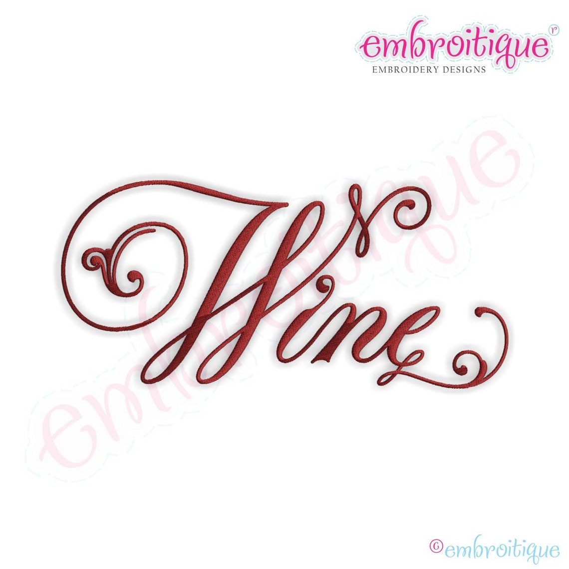 Wine Script 1 Embroidery Design Instant Email Delivery - Etsy