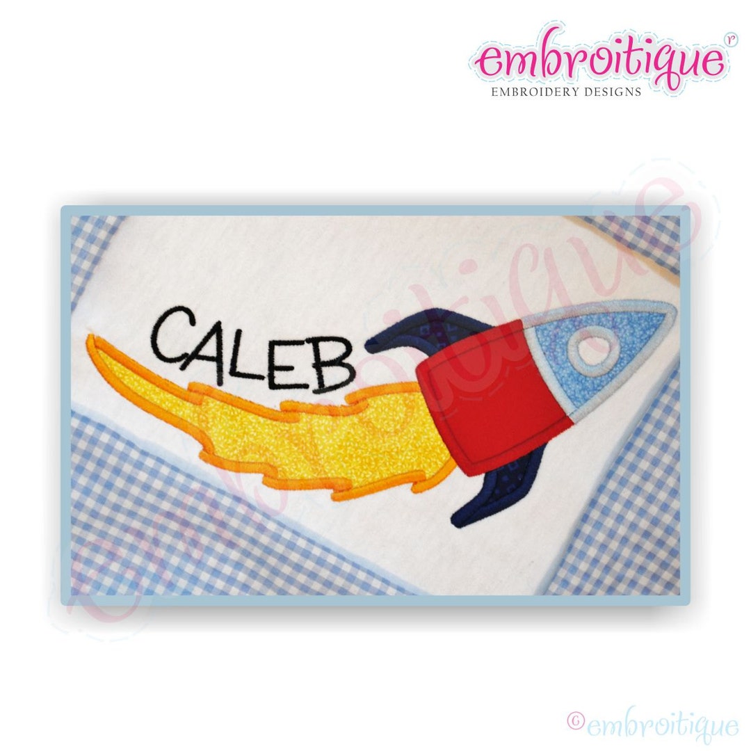 Rocketship Applique- Instant Email Delivery Download Machine Embroidery ...
