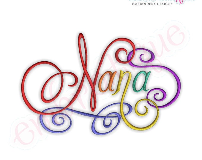 Nana Calligraphy Script Embroidery Design Instant Email - Etsy