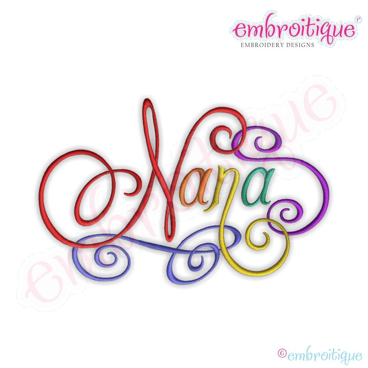 Nana Calligraphy Script Embroidery Design- Instant Email Delivery ...