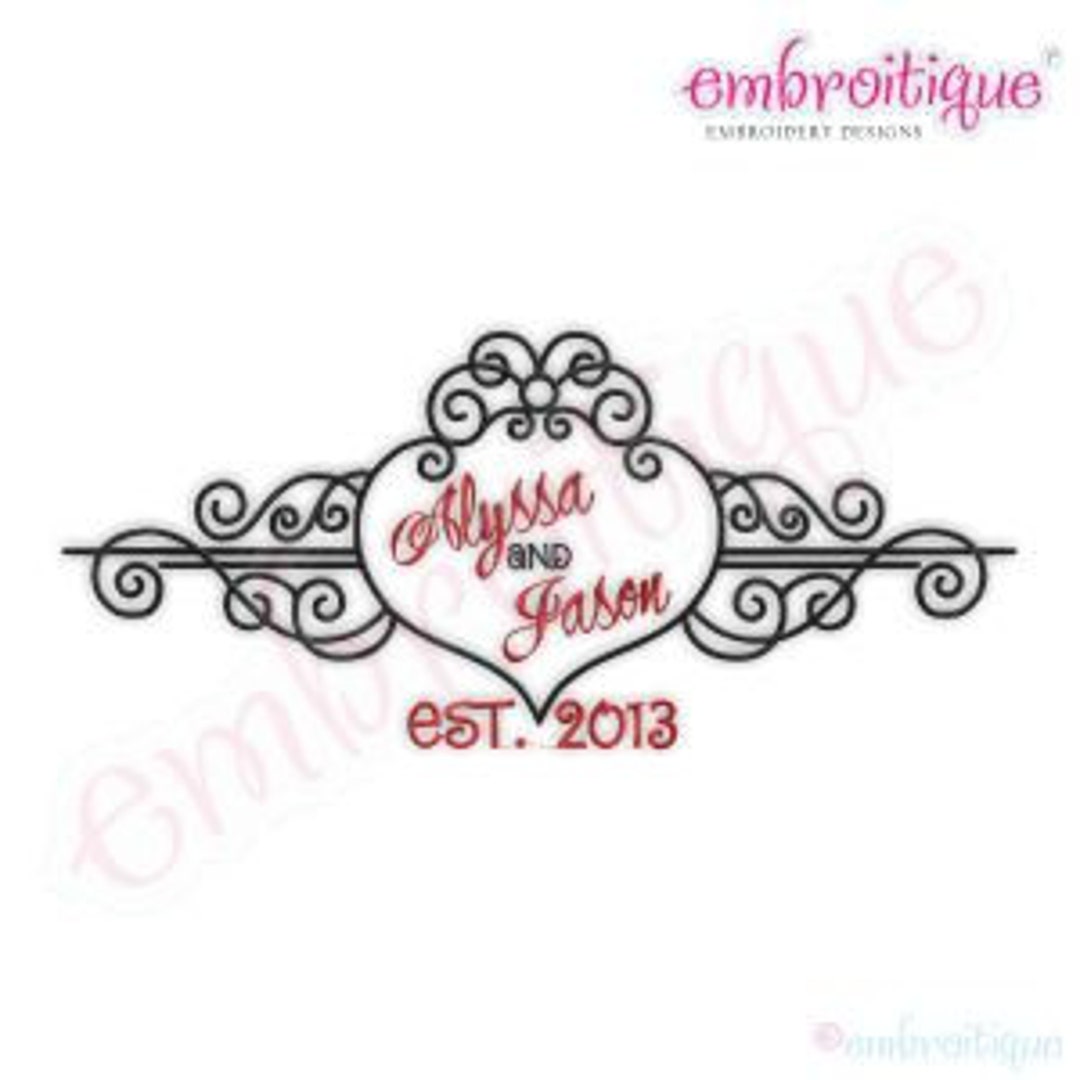Alyssa Heart Swirly Curly Scroll Monogram Font Frame- Instant Download ...