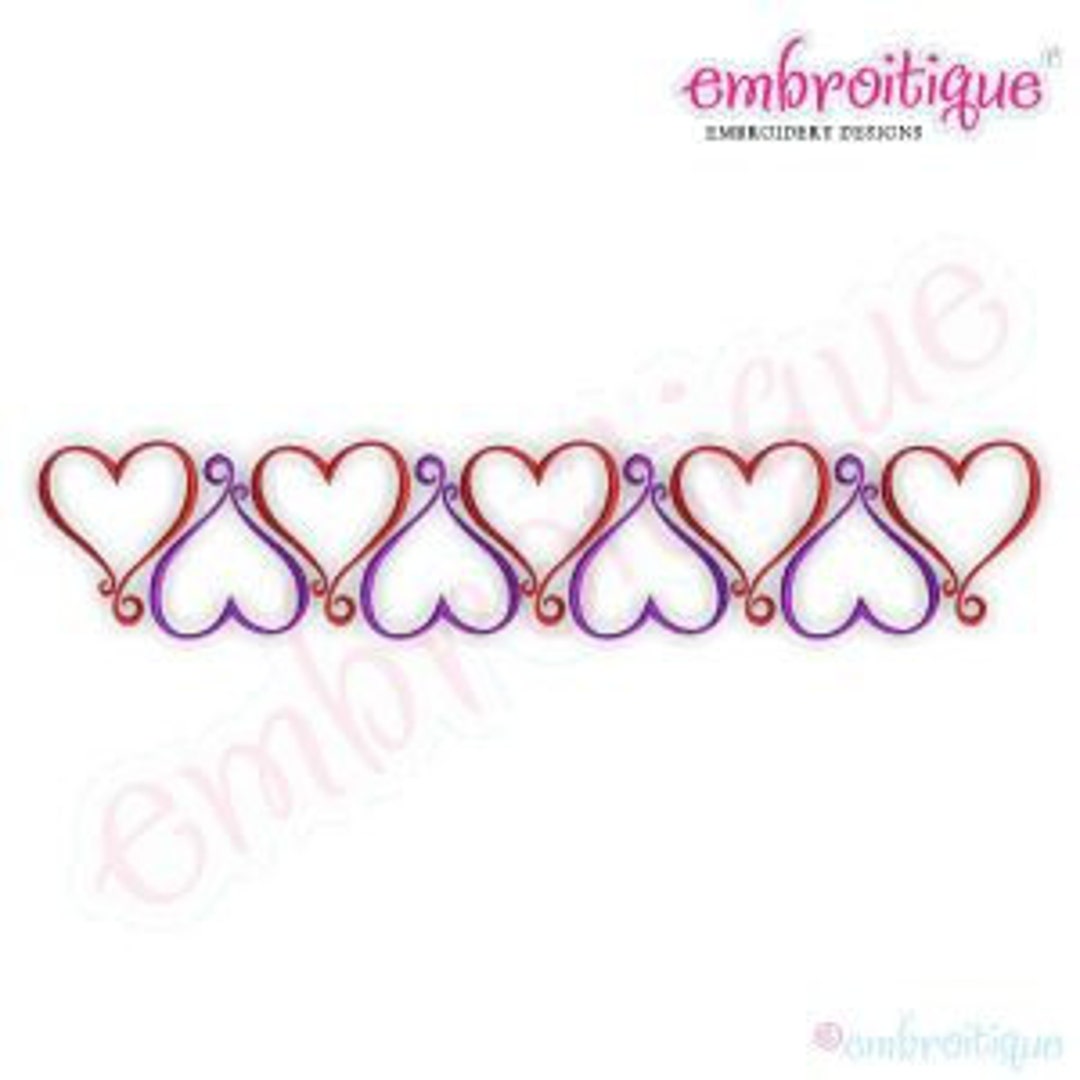 Curly Heart Line Embroidery Design- Instant Download Digital Files for ...