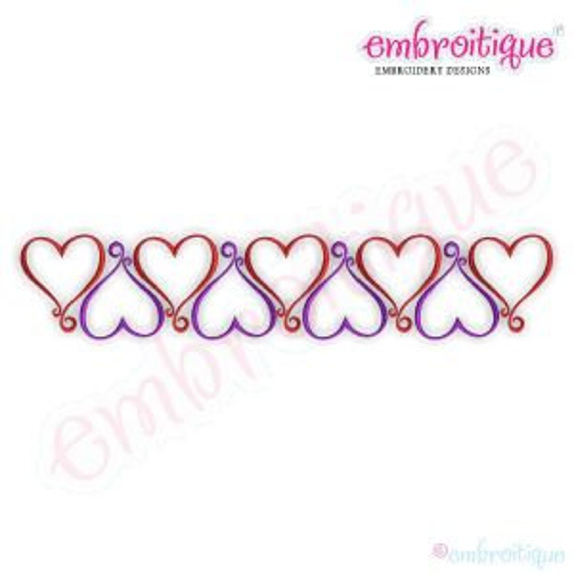 Curly Heart Line Embroidery Design- Instant Download Digital Files for ...