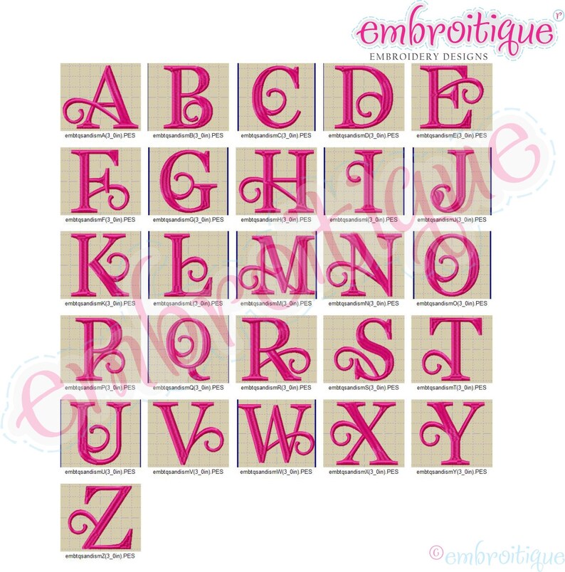 Sandi Monogram Font Curly Classic Upright MEDIUM BX Files - Etsy