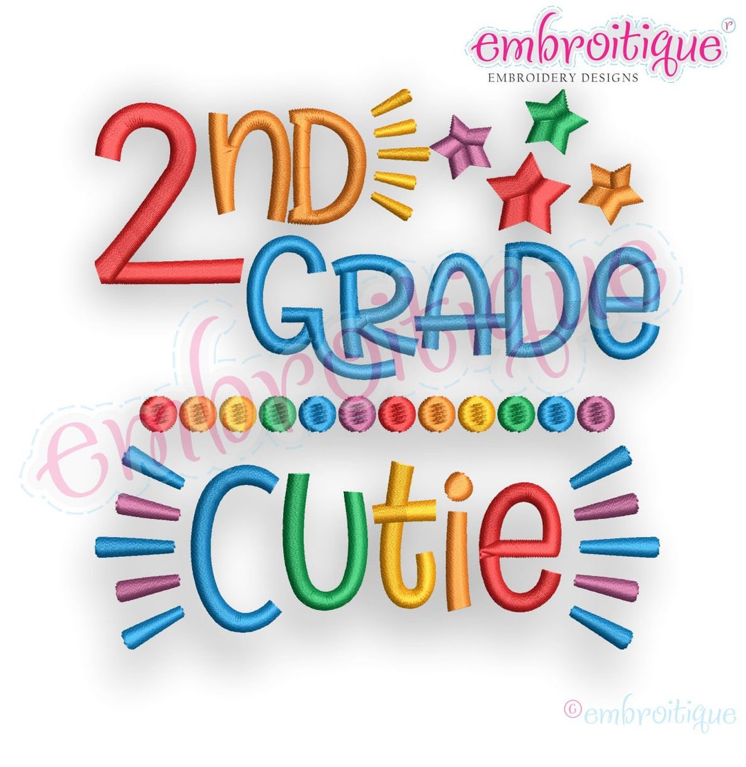 2nd Grade Cutie - Back to School Design for Girls - Digital Machine ...