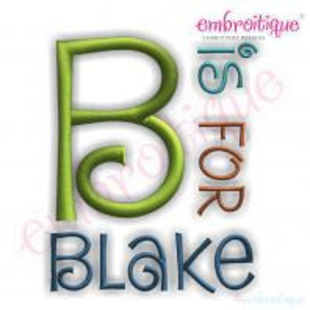 Blake Monogram Set Machine Embroidery Font Alphabet Letters Instant ...
