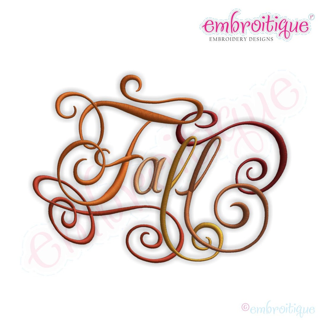 Fall Calligraphy Script Embroidery Design - Small- Instant Download ...