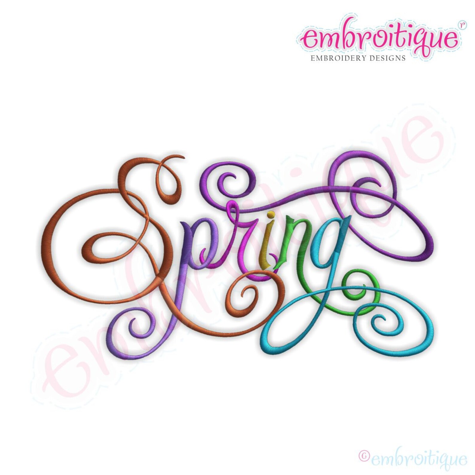Spring Calligraphy Script Embroidery Design - Large- Instant Email ...