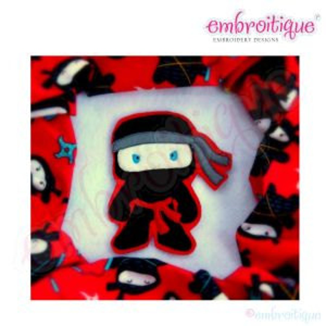 Ninja for Boys Applique Design - Satin Stitch & Raw Edge- Instant Email ...