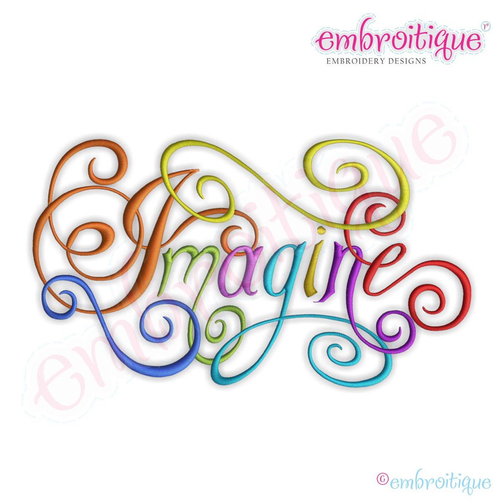 Imagine Calligraphy Script Embroidery Design Large Instant - Etsy