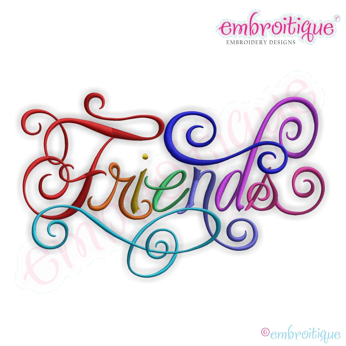Friends Calligraphy Script Embroidery Design Large Instant - Etsy
