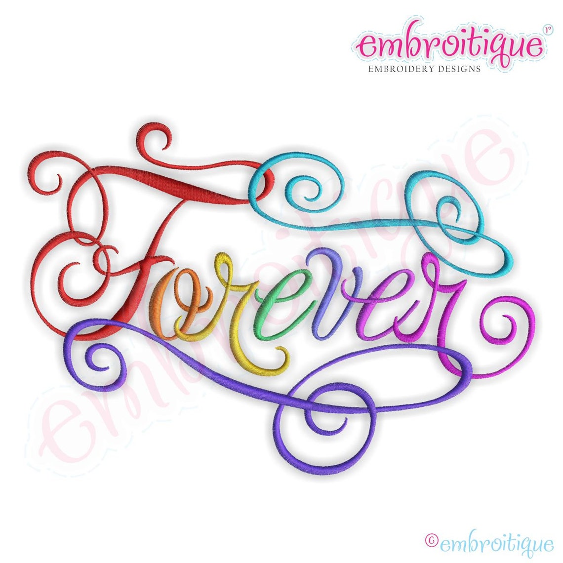 Forever Calligraphy Script Embroidery Design Small Instant - Etsy