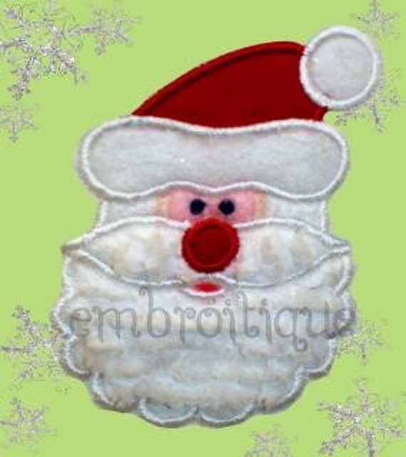 Santa Face Holiday Christmas Applique Santa Claus Holiday | Etsy
