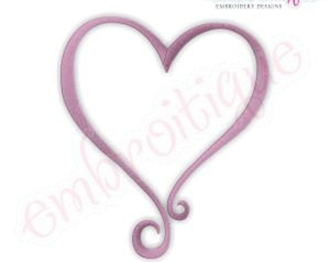 Curly Heart Embroidery Design Instant Download Machine - Etsy