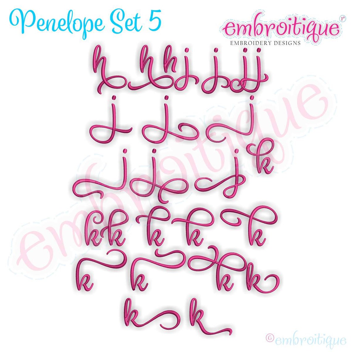 Penelope Set 5 Calligraphy Script Monogram Alphabet Font F - Etsy
