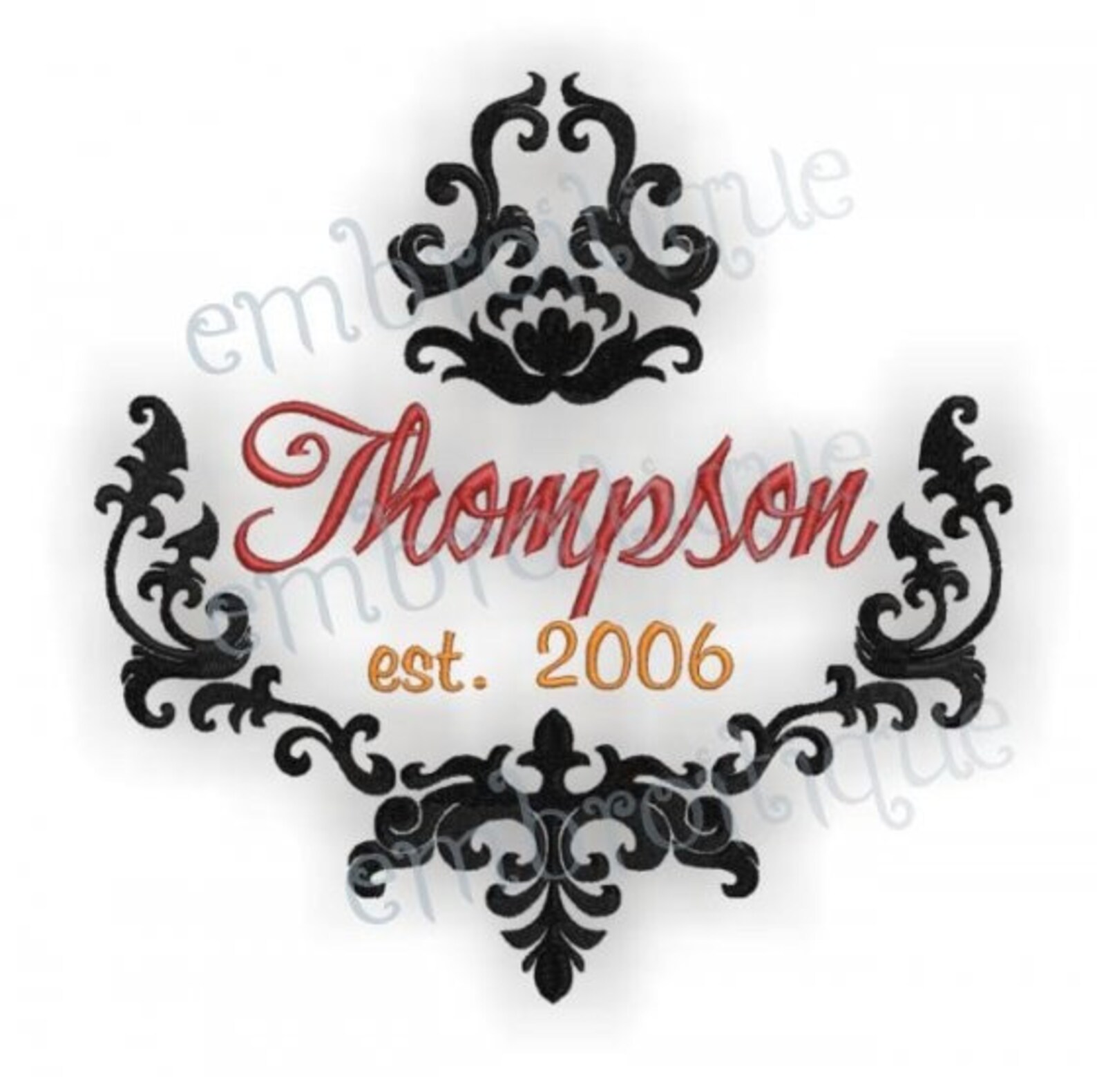 Thompson Damask Font Frame- Instant Email Delivery Download Machine ...