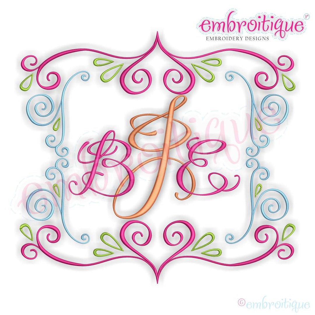 Curly Vintage Scroll Font Frame 4 -instant Download Machine Embroidery ...
