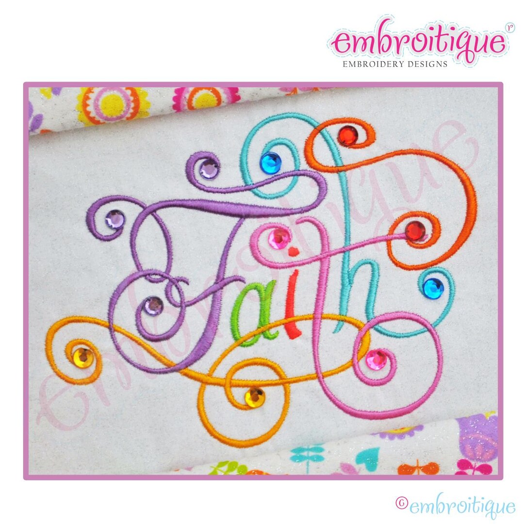 Faith Calligraphy Script Embroidery Design - Large- Instant Download ...