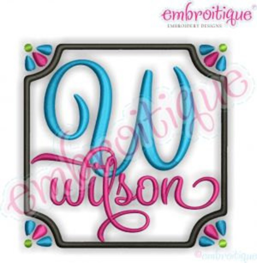 Wilson Monogram Font Frame- Instant Email Delivery Download Machine ...