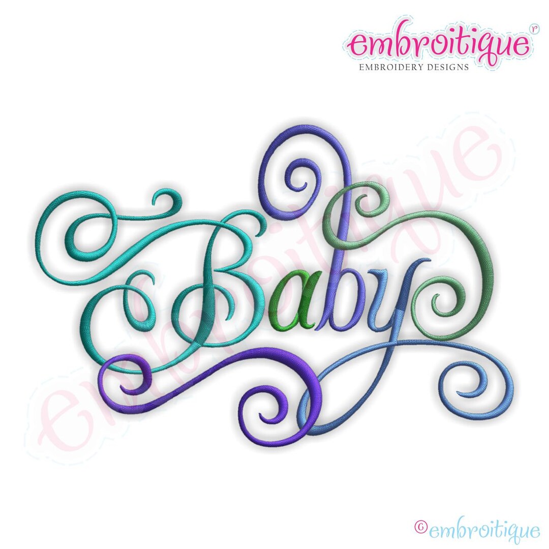 Baby Calligraphy Script - Instant Download -digital Machine Embroidery ...