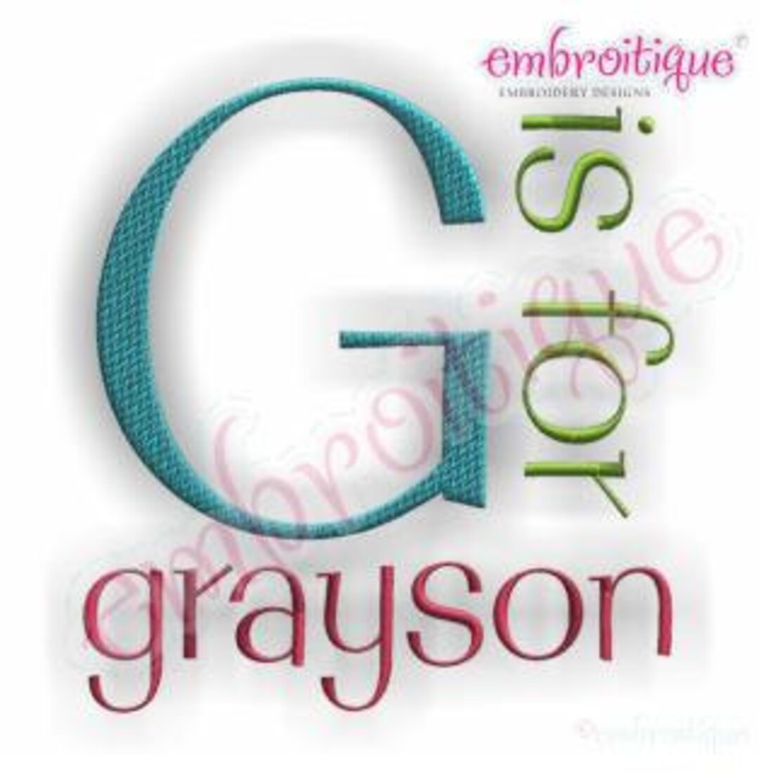 Grayson Monogram Set- Machine Embroidery Font Alphabet Letters ...