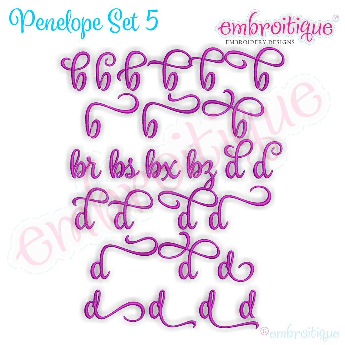 Penelope Set 5 Calligraphy Script Monogram Alphabet Font F - Etsy
