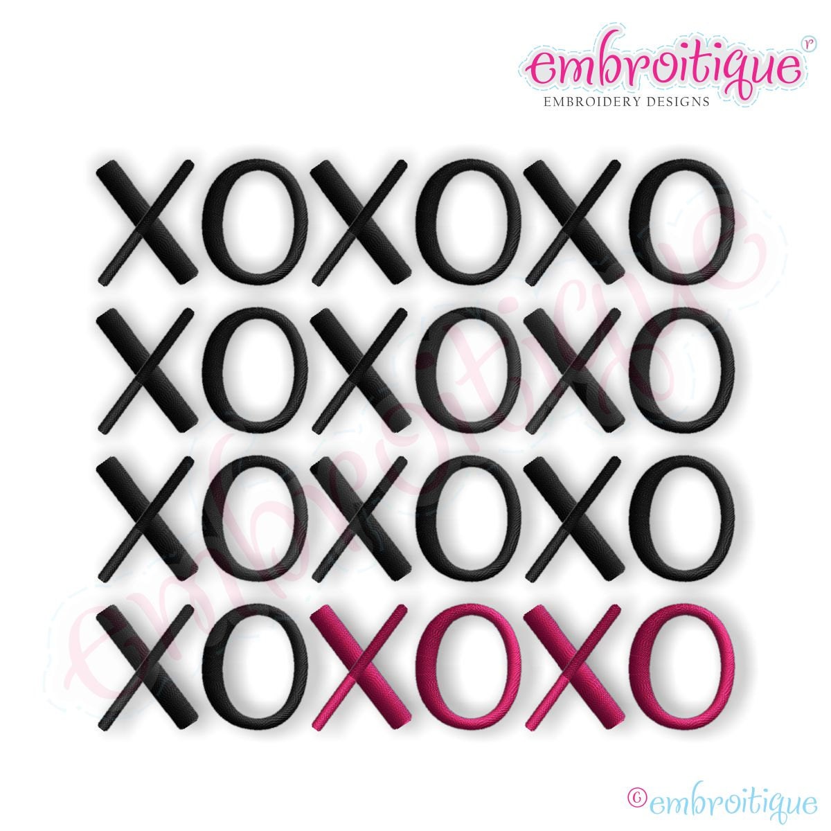 XOXO Block Embroidery Design Large Instant Email Delivery - Etsy
