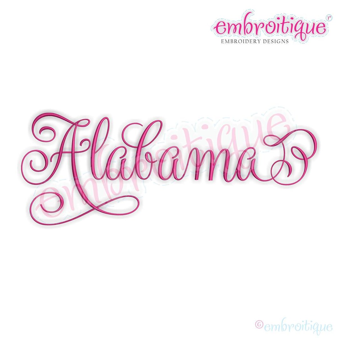Alabama Fancy Calligraphy Script 3- Instant Download Machine Embroidery ...