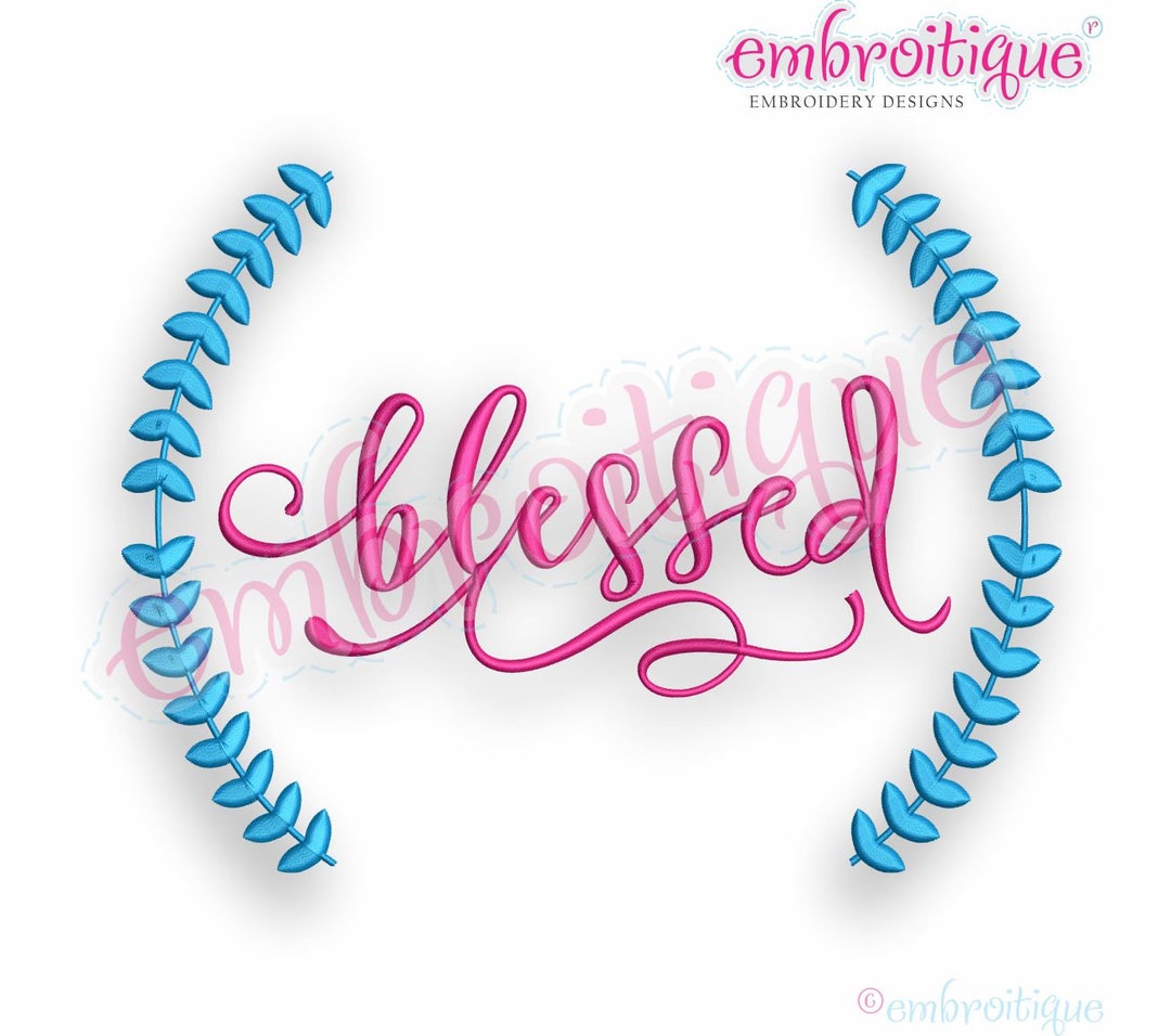 Blessed Script With Wreath - Instant Download - Etsy