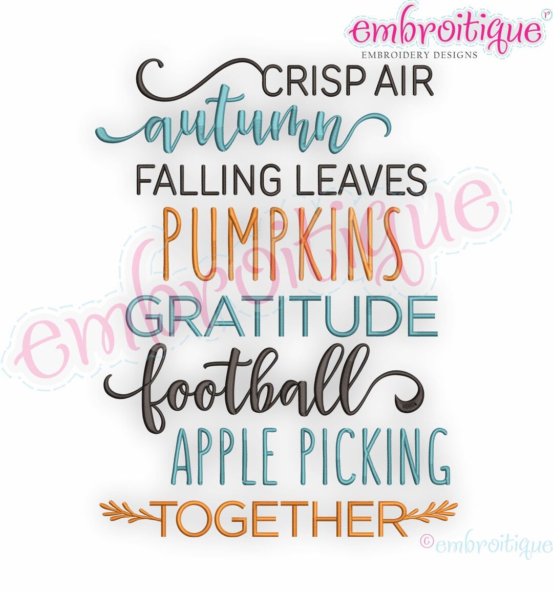 Crisp Air Autumn Falling Leaves - Digital Machine Embroidery Design ...
