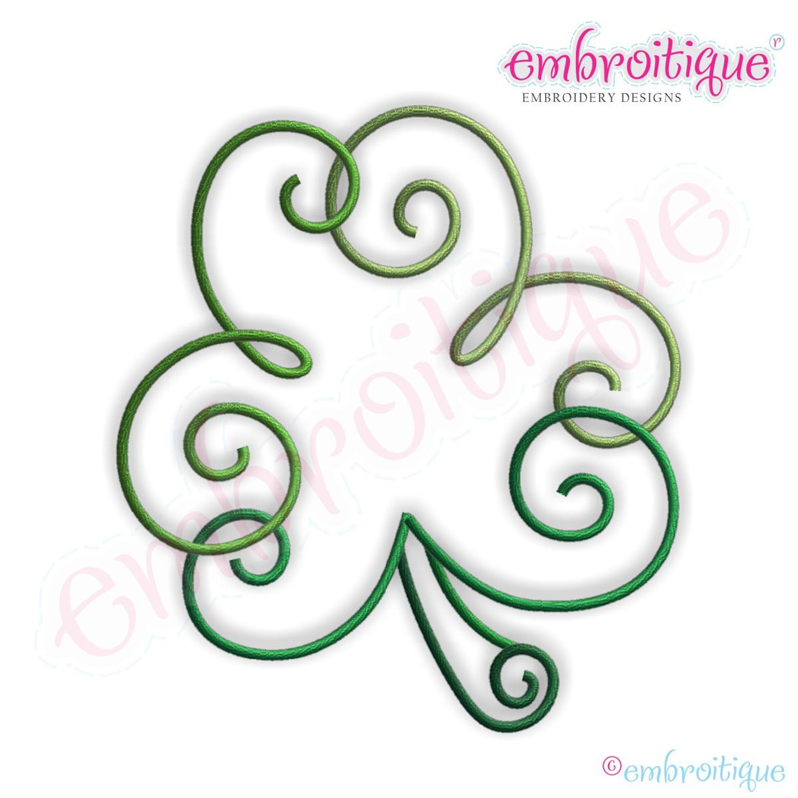 Curly Clover Shamrock Embroidery Design - Small- Instant Email Delivery ...