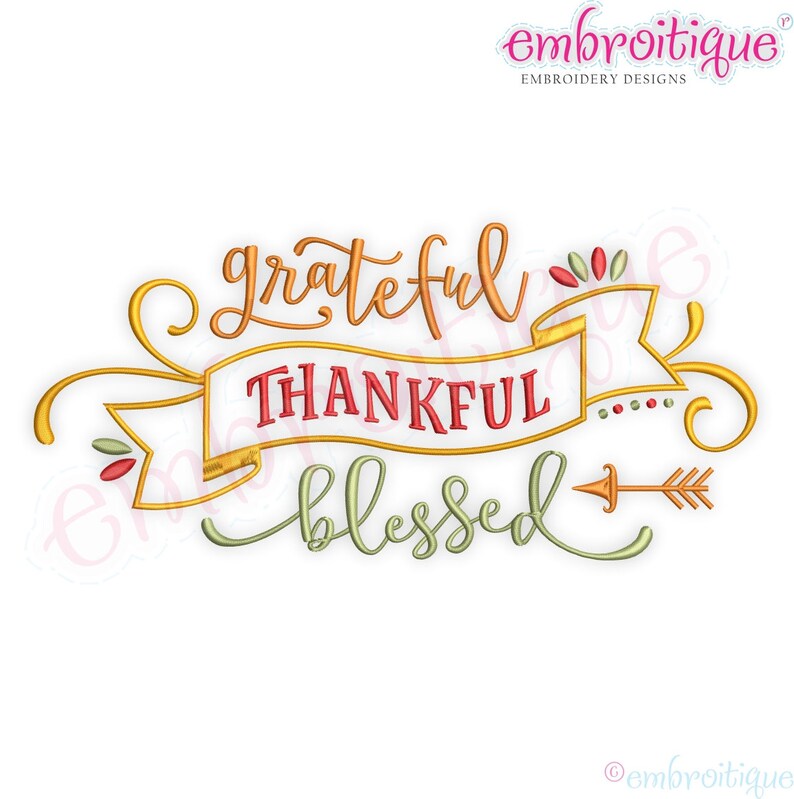 Grateful Thankful Blessed With Banner and Arrow Calligraphy - Etsy