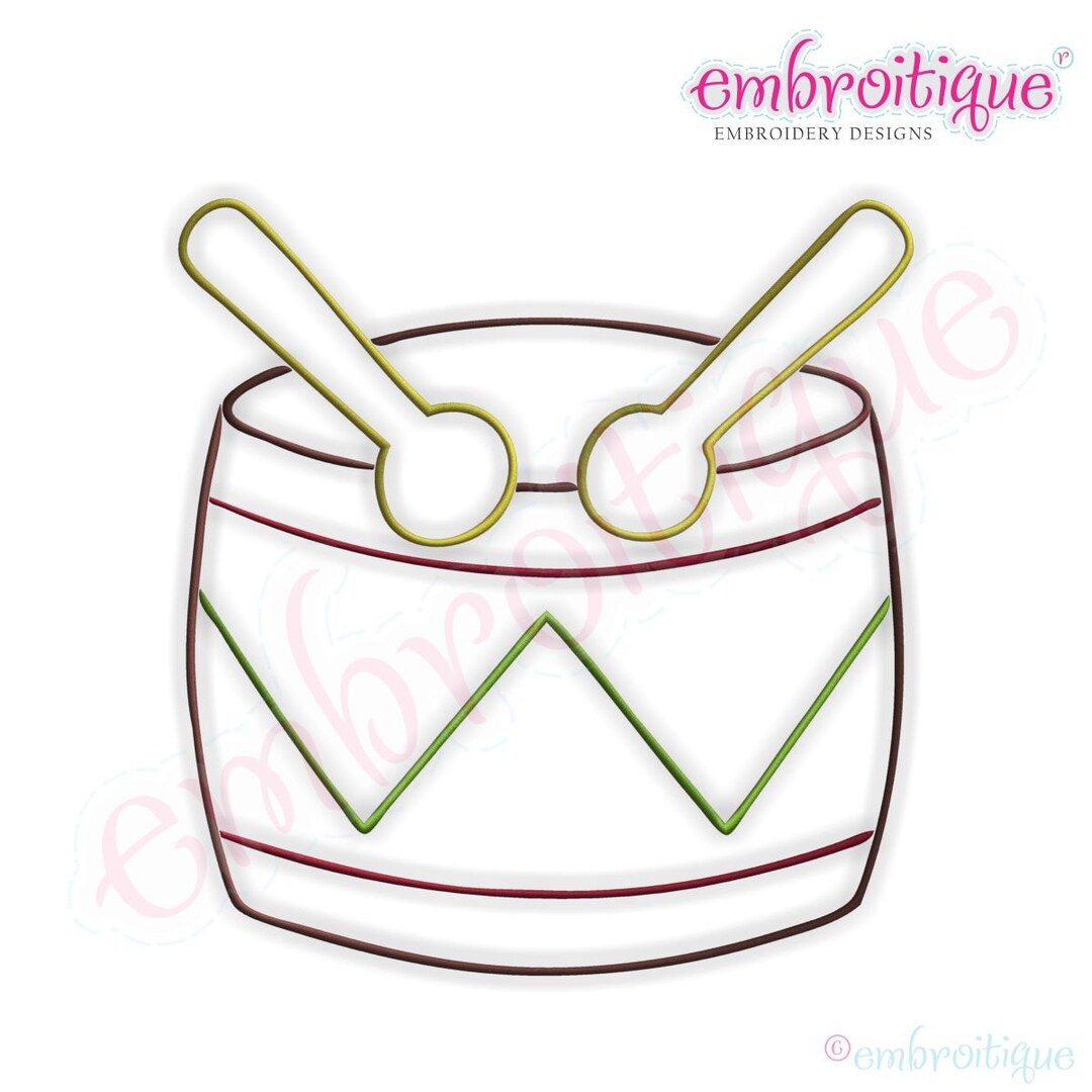 Simple Christmas Drum Embroidery Design - Large- Instant Email Delivery ...