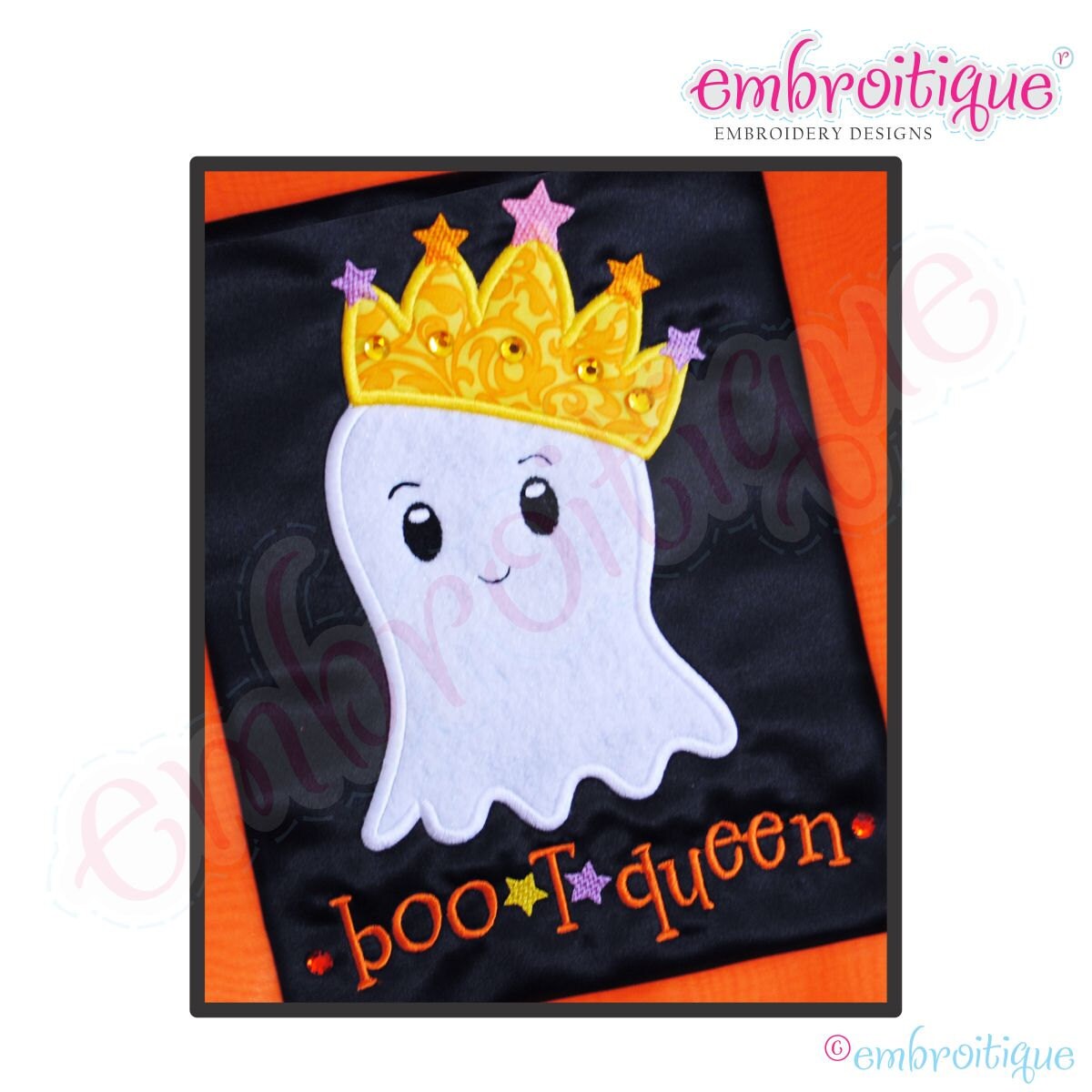 Halloween Boo T Queen Princess Crown Ghost Applique Instant | Etsy
