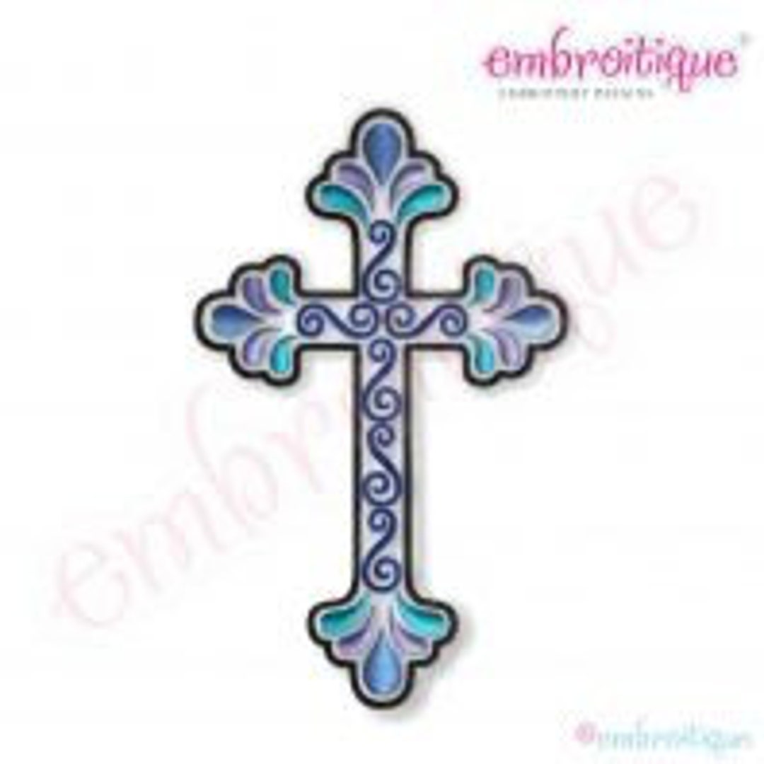 Curly Cross 2 Embroidery Design Small Instant Download digital Machine ...