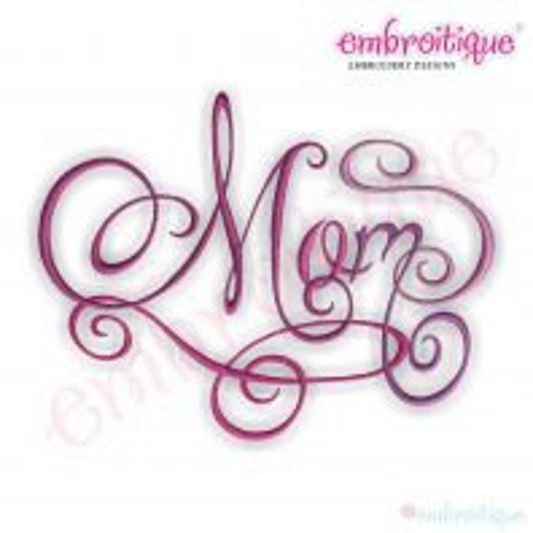 Mom Calligraphy Script Embroidery Design - Small- Instant Download ...