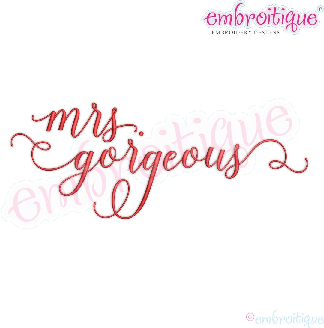 Mrs. Gorgeous Calligraphy Script Love Valentine Wedding Marriage ...
