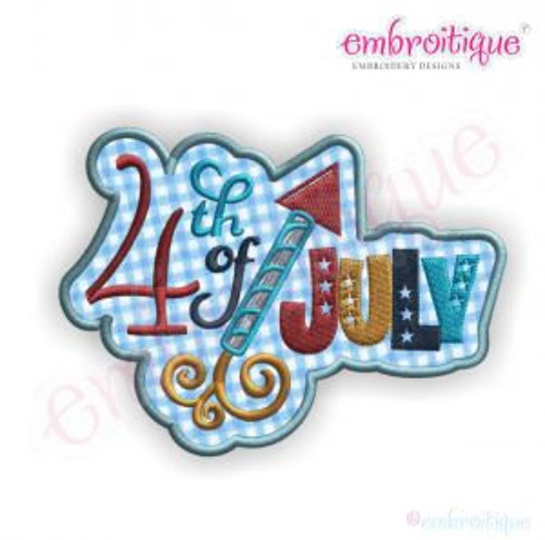 4th of July With Rocket Patch Applique- Instant Download -digital ...