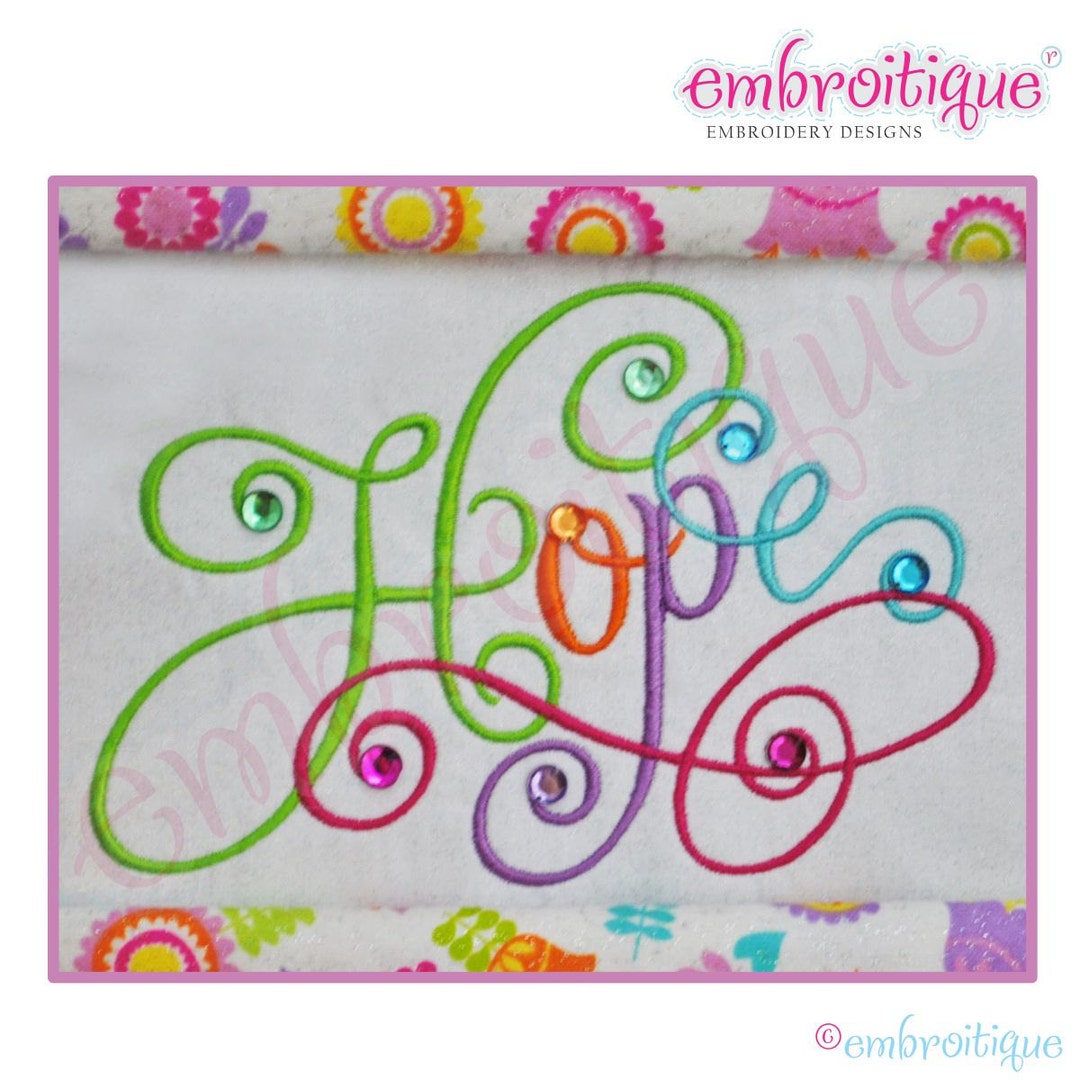 Hope Calligraphy Script Embroidery Design - Small- Instant Email ...