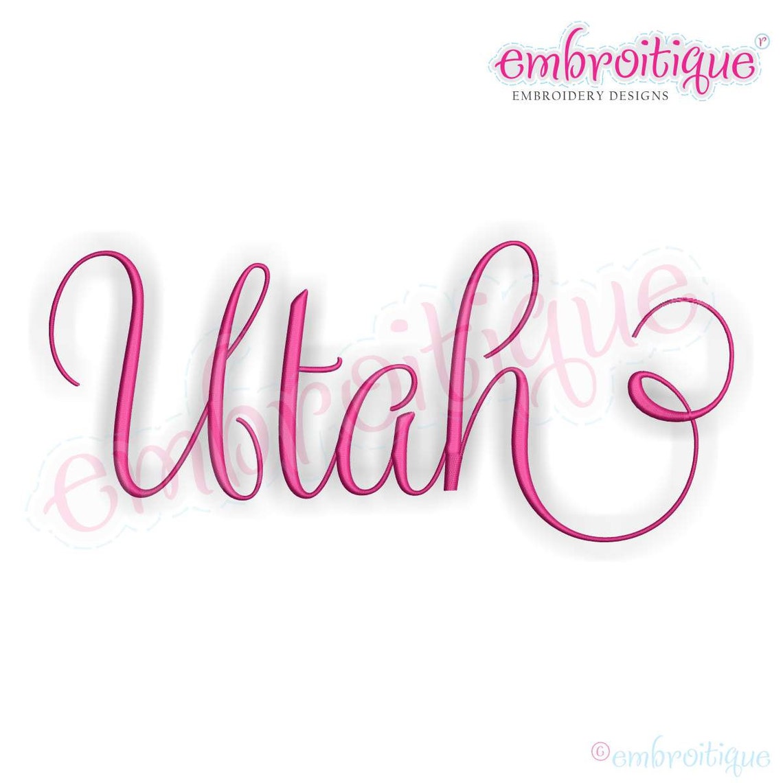 Embroitique Utah Calligraphy Fancy Script USA United States | Etsy