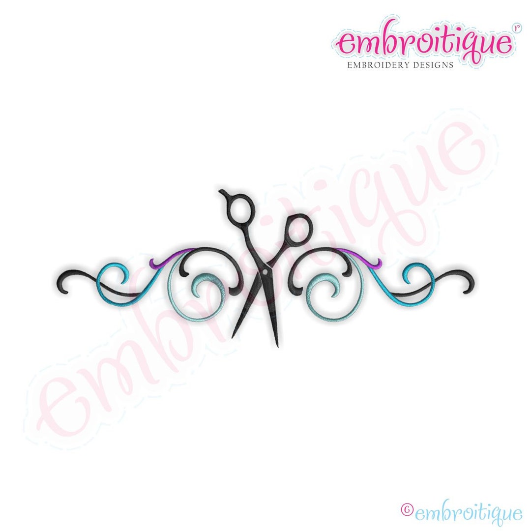 Flourish Border With Scissors Salon Hairdresser Stylist Beautician ...