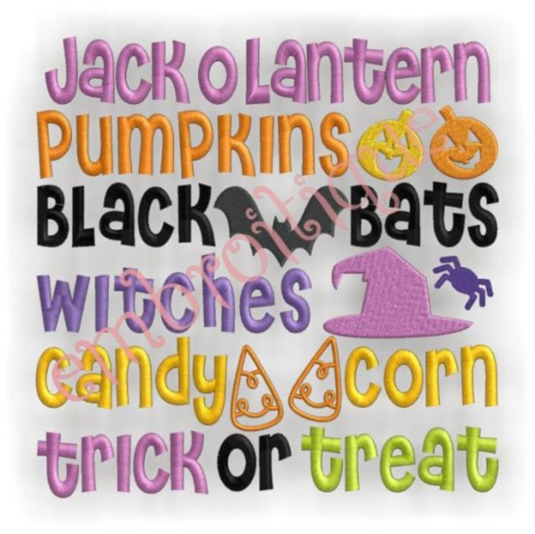 Halloween Words Block Embroidery Design- Instant Download -digital ...