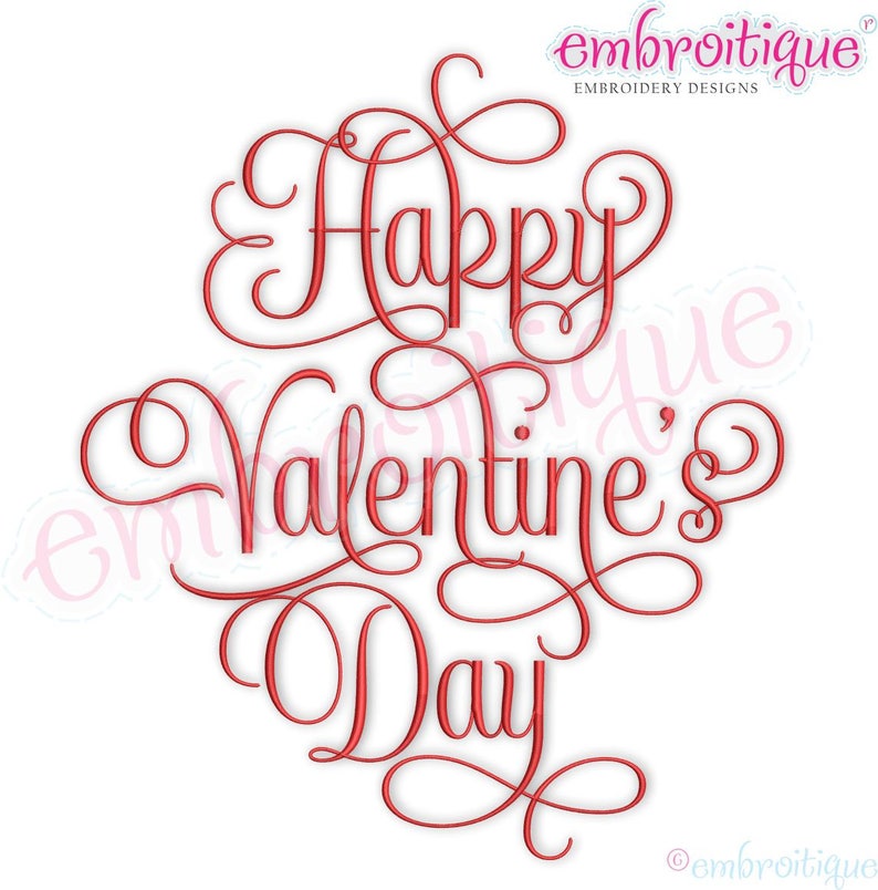 Happy Valentine's Day Upright Script Curly Swash Hand Lettered Wedding ...
